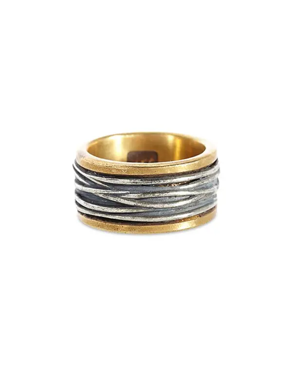John Varvatos Brass & Silver Wrap Wide Width Ring