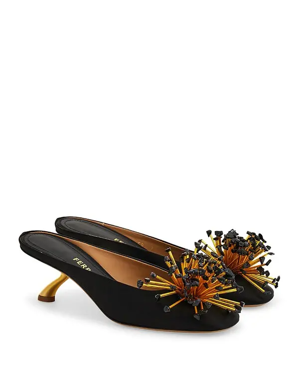 FERRAGAMO Sculptural Heel Mules - Nero