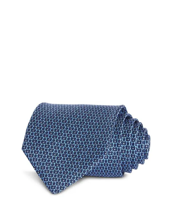 FERRAGAMO Silk Classic Gancini Link Tie - F. Blue Scuro