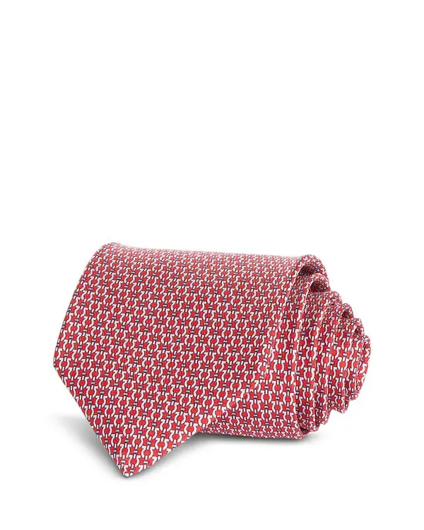 FERRAGAMO Silk Classic Gancini Link Tie - F. Rosso