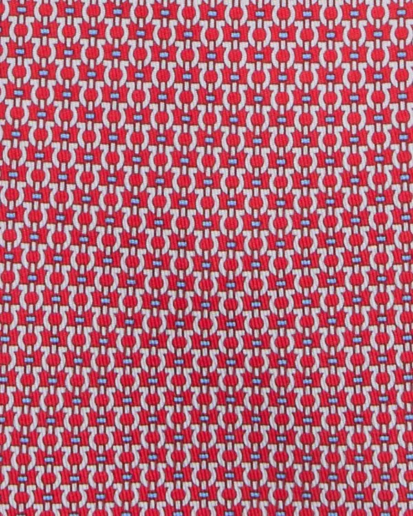 FERRAGAMO Silk Gancini Link Neck Tie - F. Rosso