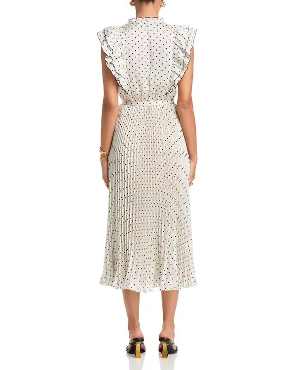 SELF-PORTRAIT Polka Dot Midi Dress - Cream