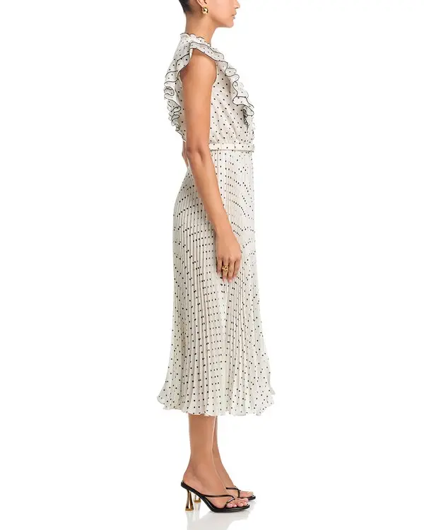 SELF-PORTRAIT Polka Dot Midi Dress - Cream