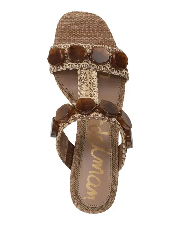 Sam Edelman Dante Embellished Wedge Sandals - Tawny Tan