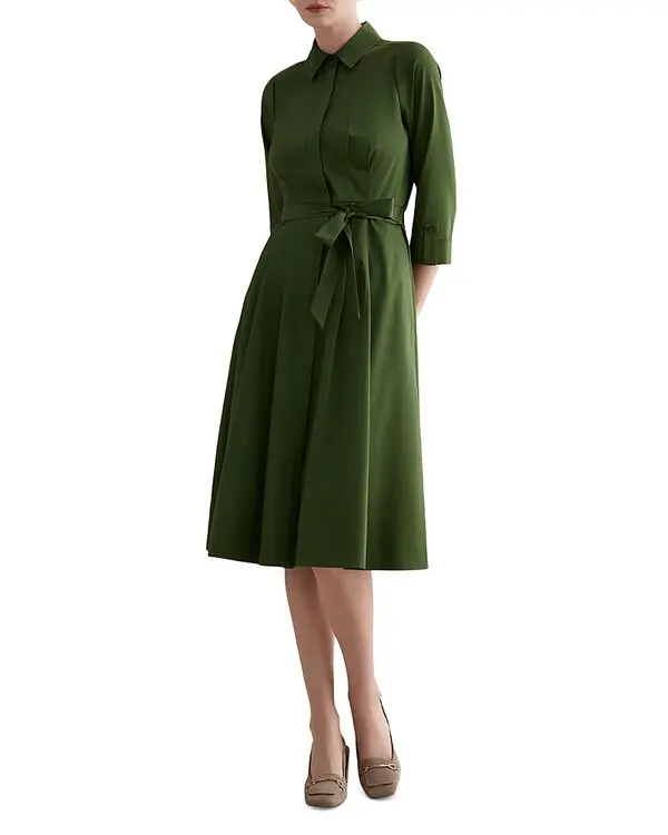 HOBBS LONDON Petites Brigitta Button Front Midi Dress - Pine Green