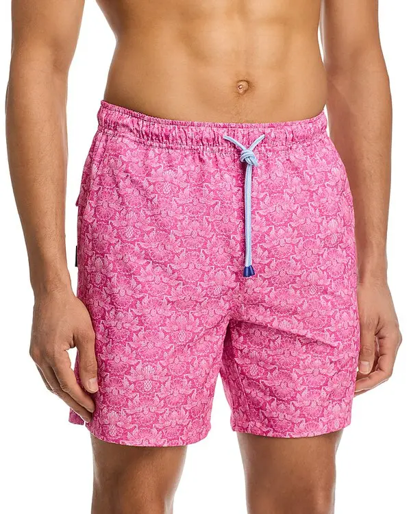 Peter Millar Pina Colada 7 Swim Trunks - Pink Ruby