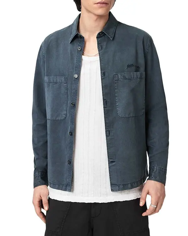 ALLSAINTS Rohdi Long Sleeve Overshirt - Dark Steel Blue