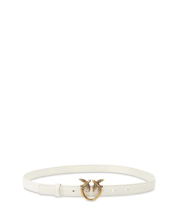 Pinko Love Berry H2 Leather Belt - White