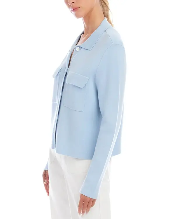 Karen Kane Collared Sweater Jacket - Blue