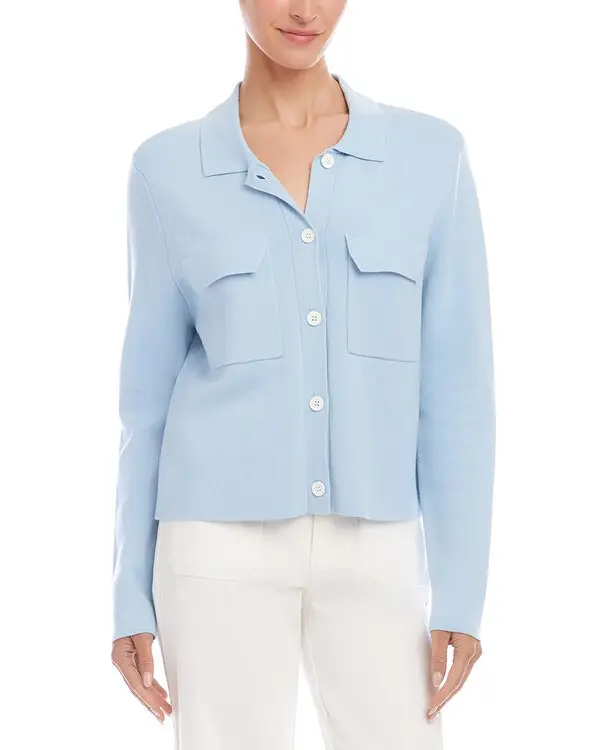 Karen Kane Collared Sweater Jacket - Blue