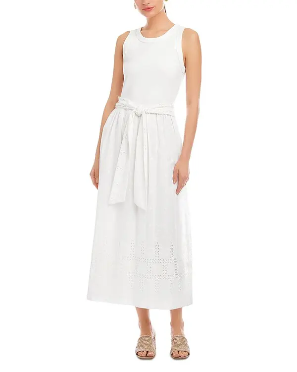 Fifteen Twenty Seline Contrast Midi Dress - Off White