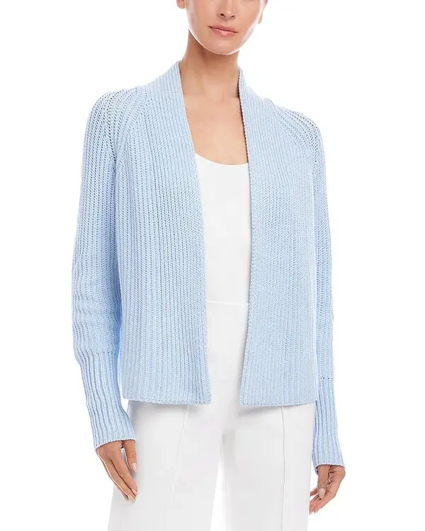 Karen Kane Cropped Open Front Cardigan Sweater - Blue