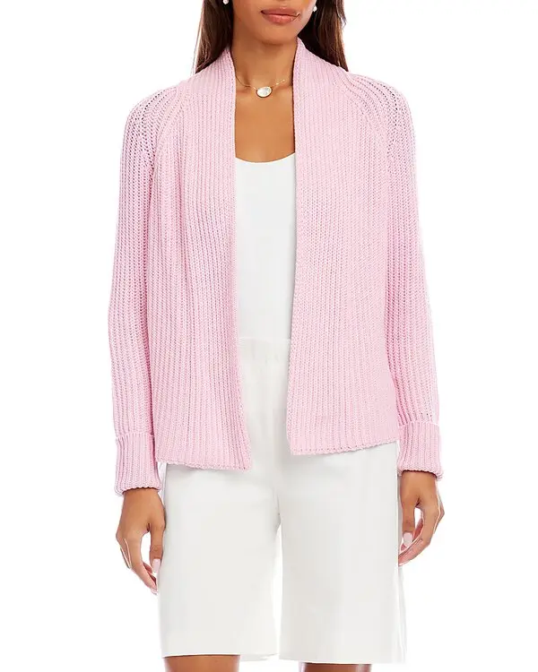Karen Kane Cropped Open Front Cardigan Sweater - Pink