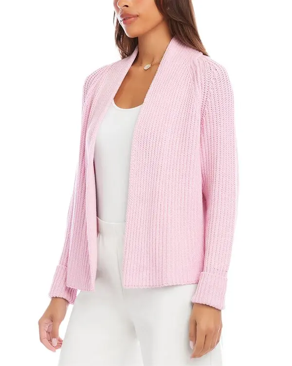 Karen Kane Cropped Open Front Cardigan Sweater - Pink