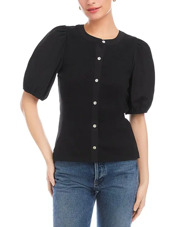 Fifteen Twenty Terryn Contrast Short Sleeve Top - Black