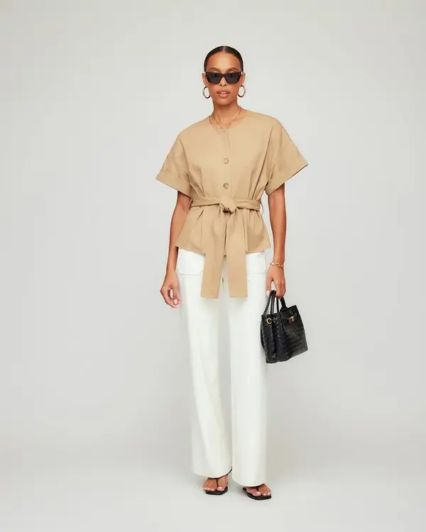 Fifteen Twenty Kai Belted Button Up Top