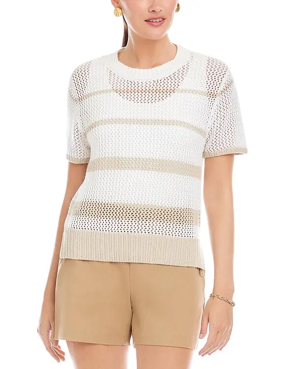 Fifteen Twenty Faye Crochet Sweater Top - Cream/ Khaki