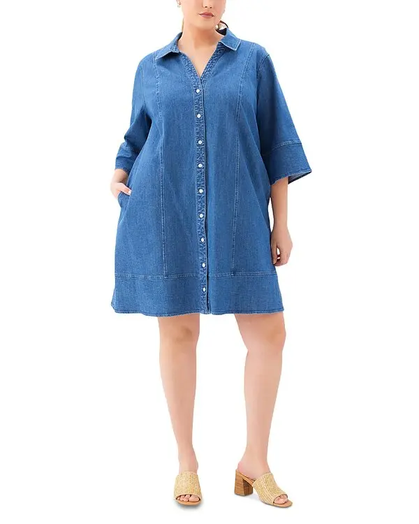 Karen Kane Flare Sleeve Shirt Dress - Chambray