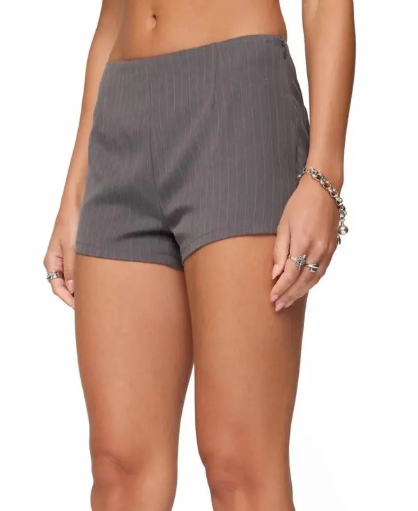 EDIKTED Riya Pinstripe Tailored Micro Shorts