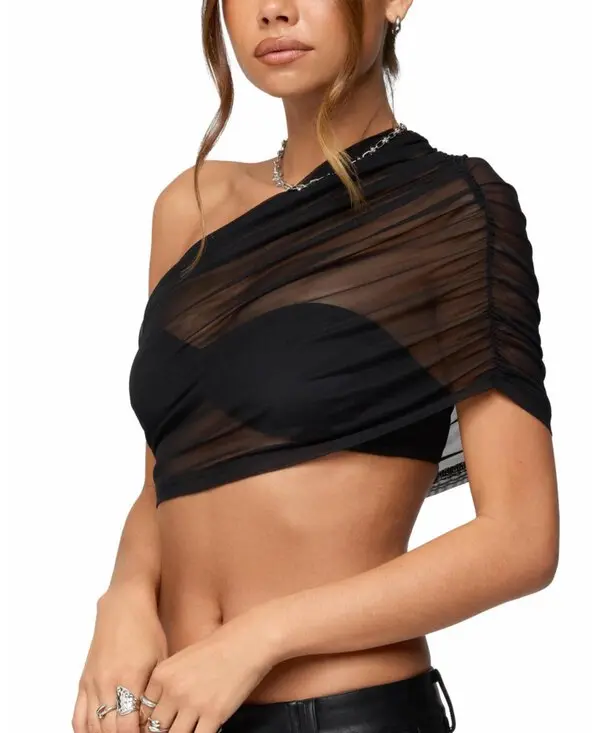 EDIKTED Layered Bandeau Sheer Mesh Top