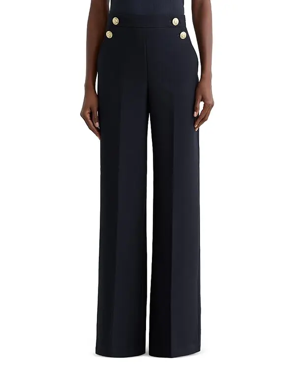 REISS Carley Wide Leg Trousers - Navy