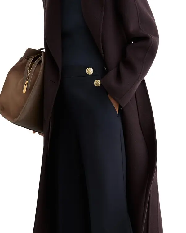REISS Carley Wide Leg Trousers - Navy