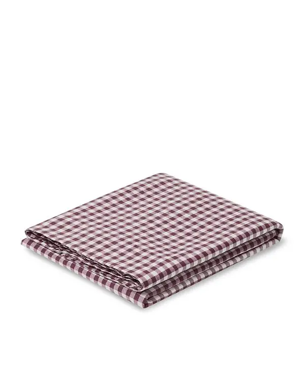 PIGLET IN BED Gingham Linen Flat Sheet, Full - Berry Gingham