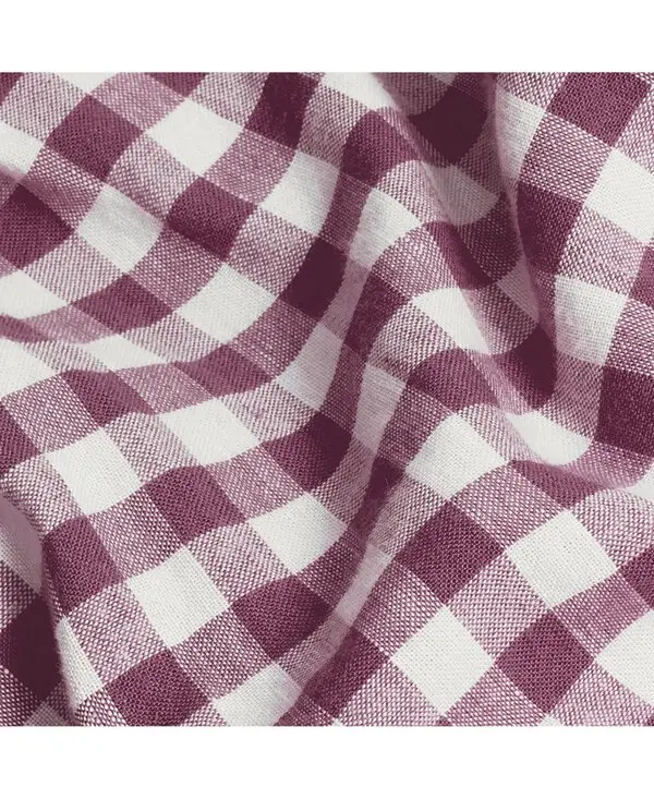 PIGLET IN BED Gingham Linen Flat Sheet, Full