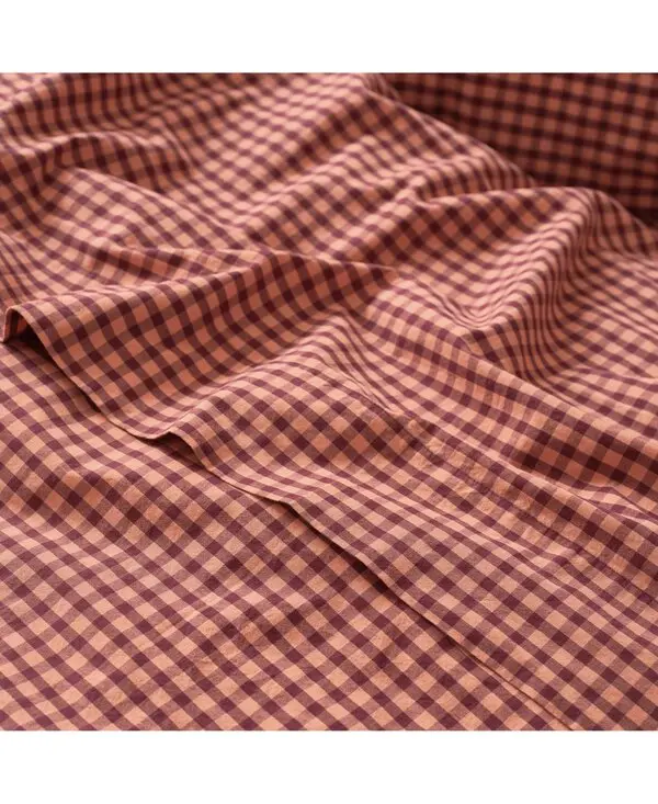 PIGLET IN BED Small Gingham Check Flat Sheet, Twin