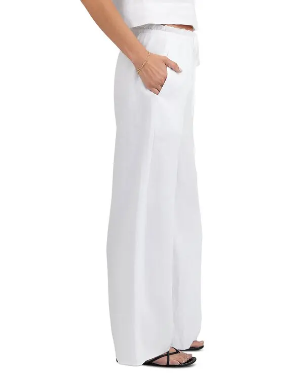 Bella Dahl Ruffle Waist Wide Leg Linen Pants - White