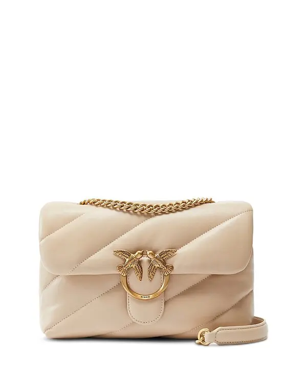 Pinko Love Puff Classic Leather Convertible Crossbody - Cq-beige