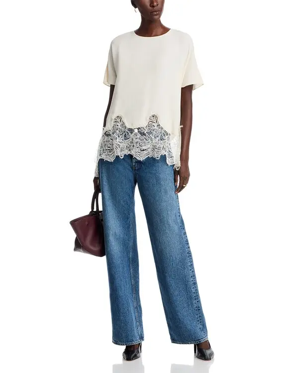 Fabiana Filippi Crepe Lace Trim Top