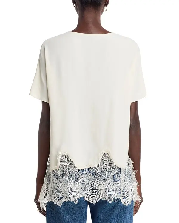Fabiana Filippi Crepe Lace Trim Top