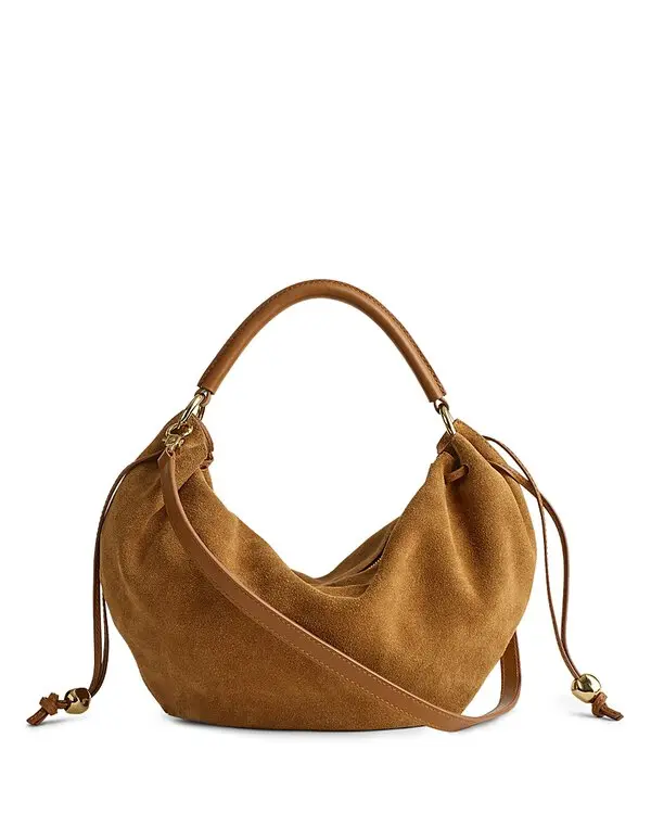 Madewell Camren Gathered Suede Shoulder Bag - Aged Cognac