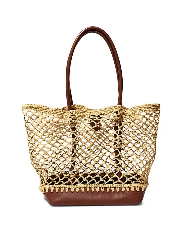 Simkhai Caspian Raffia Tote Bag - Cognac/natural