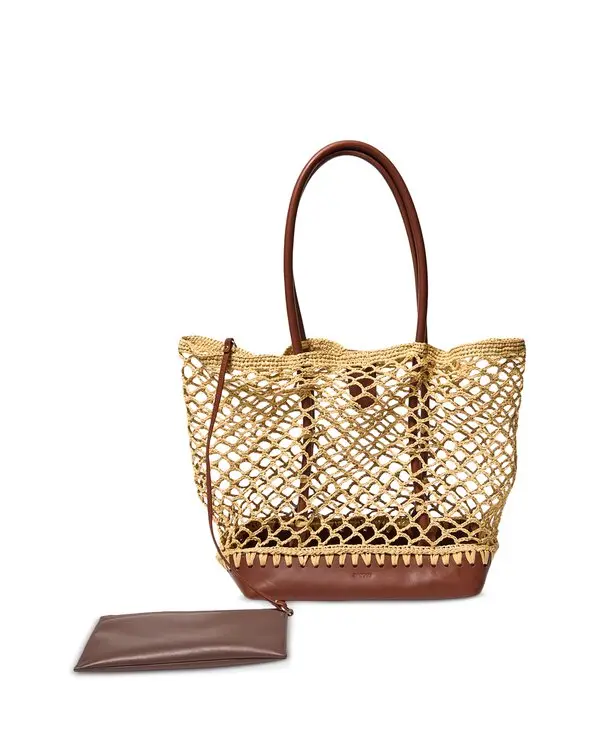 Simkhai Caspian Raffia Tote Bag - Cognac/natural