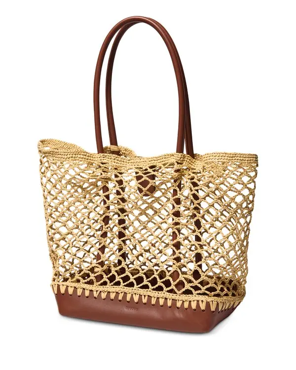 Simkhai Caspian Raffia Tote Bag - Cognac/natural