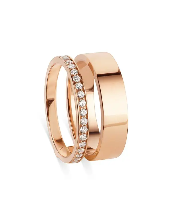 REPOSSI 18k Berbere Diamond Double Ring - Rose Gold