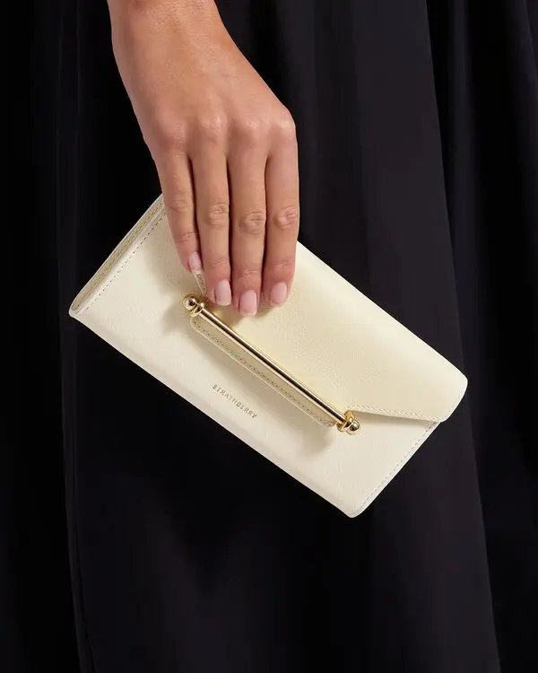 Strathberry Multrees Small Leather Wallet On A Chain - Vanilla