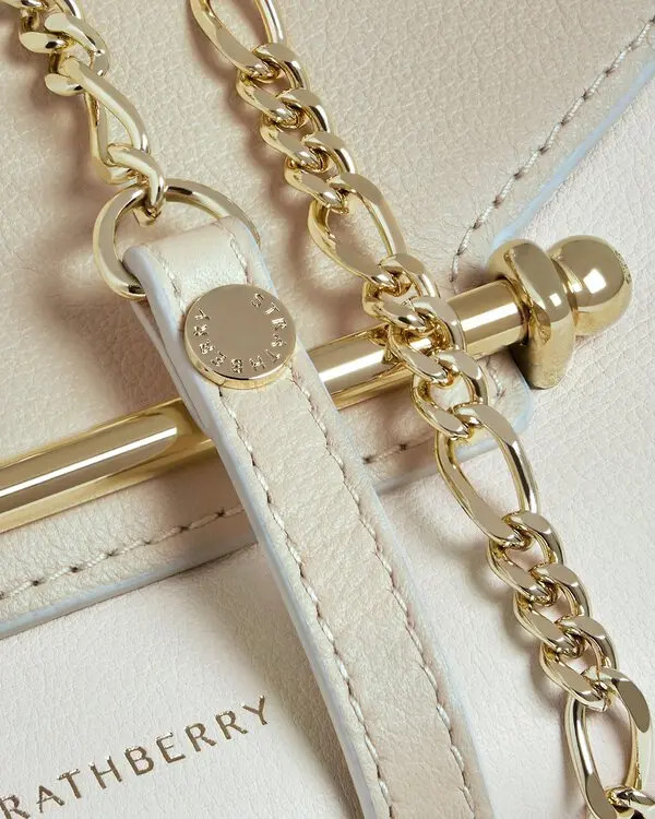 Strathberry Multrees Small Leather Wallet On A Chain - Vanilla
