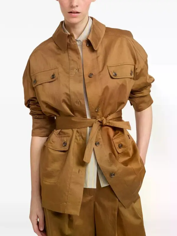 YVES SALOMON Linen Shirt Jacket - Brown