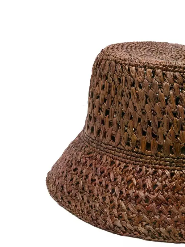 Maje Woven Raffia Bucket Hat - Brown