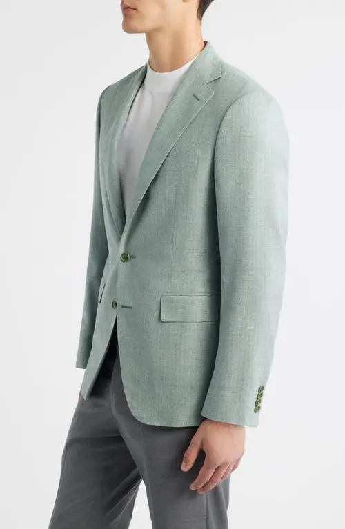 Canali Trim Fit Check Textured Silk & Wool Sport Coat - Light Green