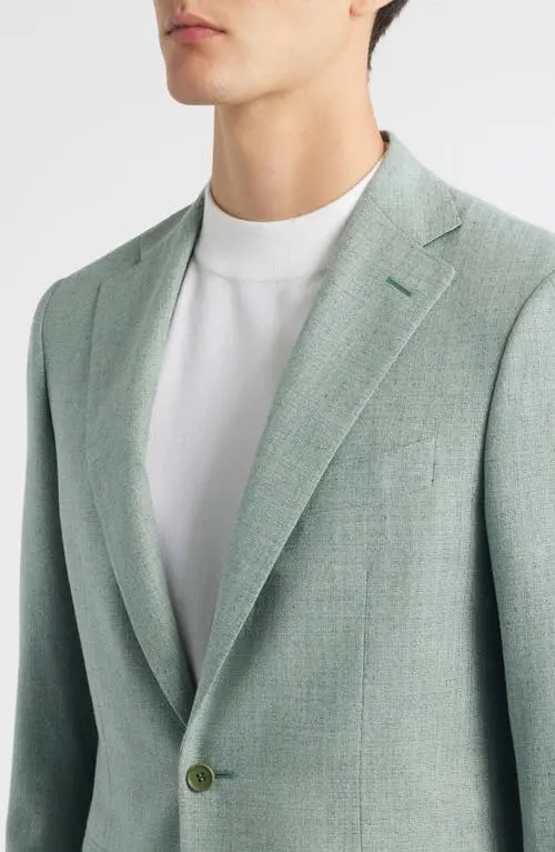 Canali Trim Fit Check Textured Silk & Wool Sport Coat - Light Green