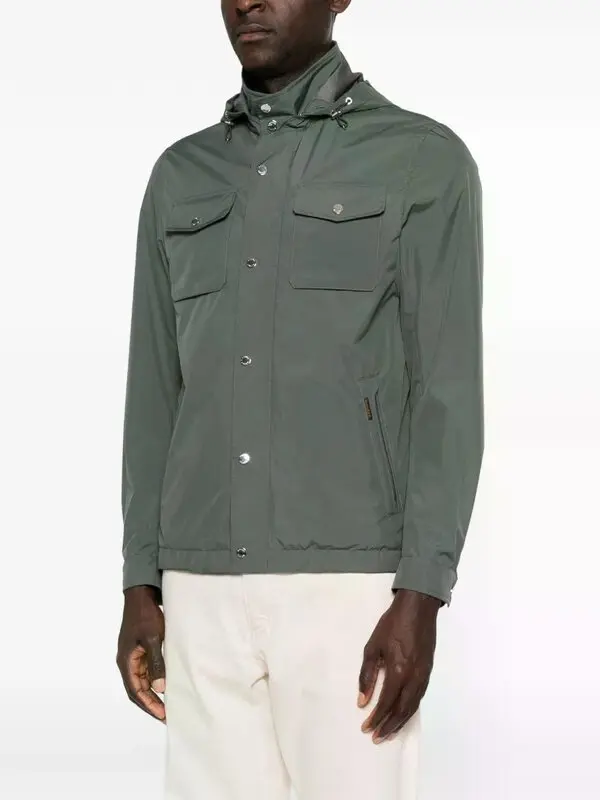 MOORER Hooded Jacket With Pockets - Green