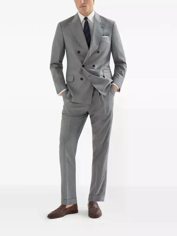 Brunello Cucinelli Virgin-wool And Silk Lightweight Hopsack One-and-a-half Breasted Blazer - Grey