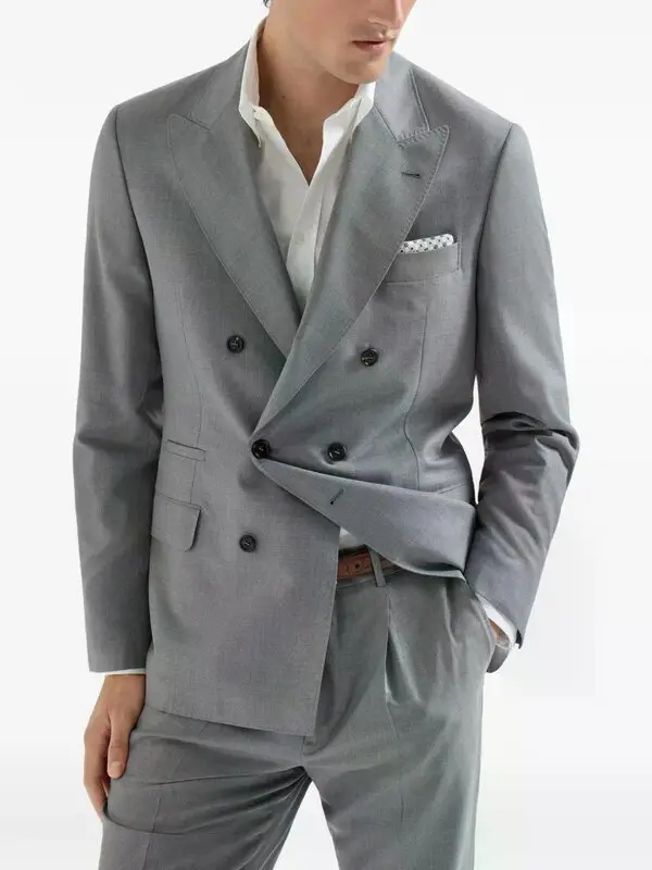 Brunello Cucinelli Virgin-wool And Silk Lightweight Hopsack One-and-a-half Breasted Blazer - Grey