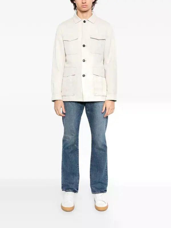 N.peal Herringbone Jacket With Classic Collar And Button Fastening