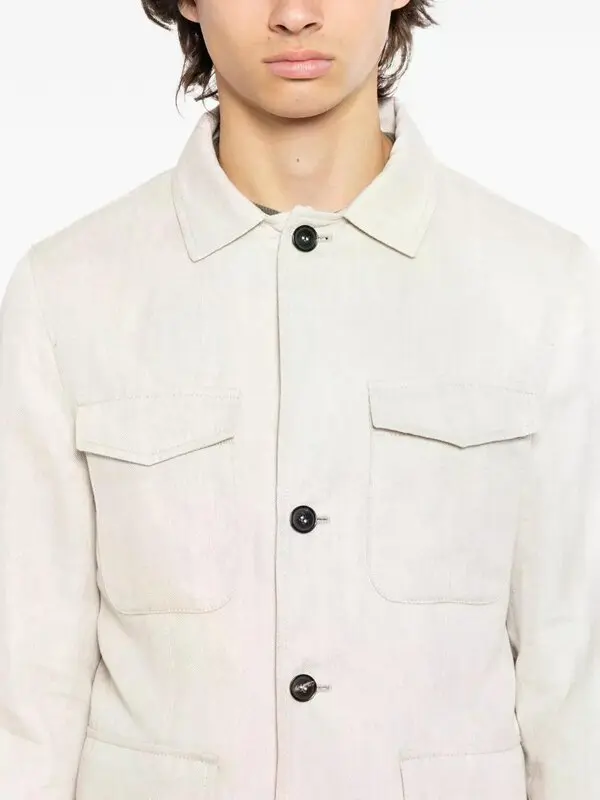N.peal Herringbone Jacket With Classic Collar And Button Fastening