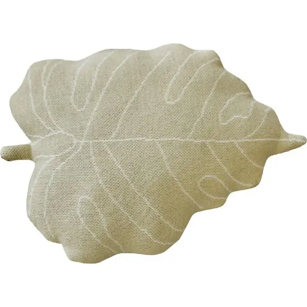 LORENA CANALS Knitted Cushion Baby Leaf Olive - Light Olive/ Natural